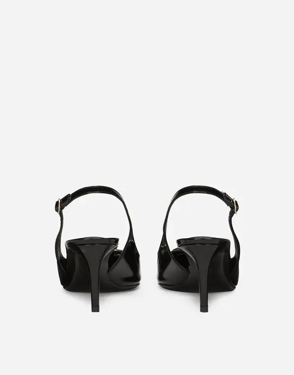 Dolce & Gabbana Polished Calfskin Slingbacks With Dg Logo