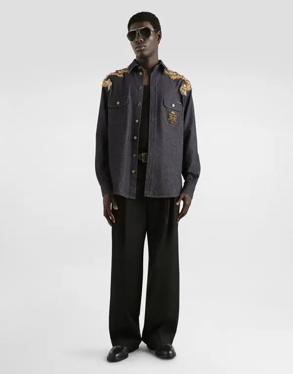 Dolce & Gabbana Denim Shirt With Patches Denim Multi-colored