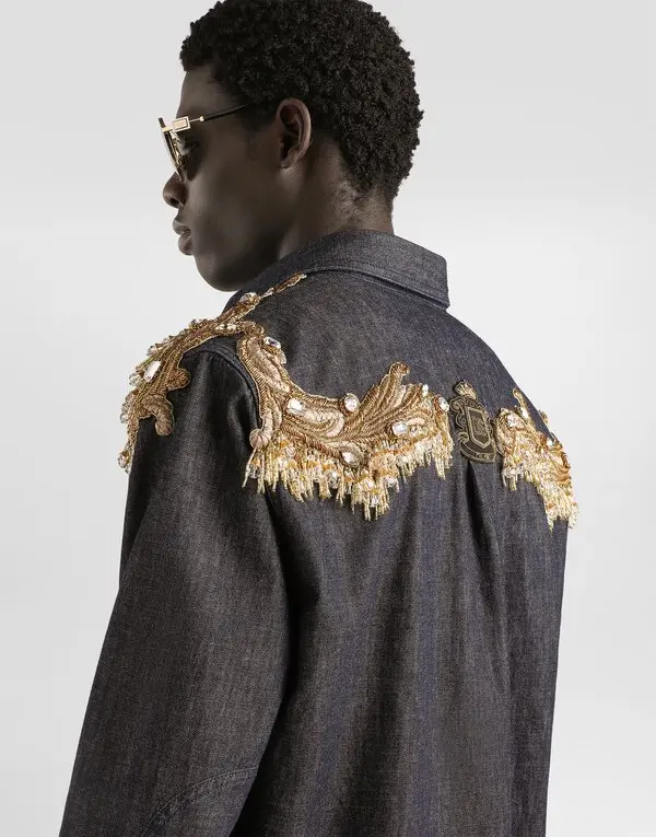 Dolce & Gabbana Denim Shirt With Patches Denim Multi-colored
