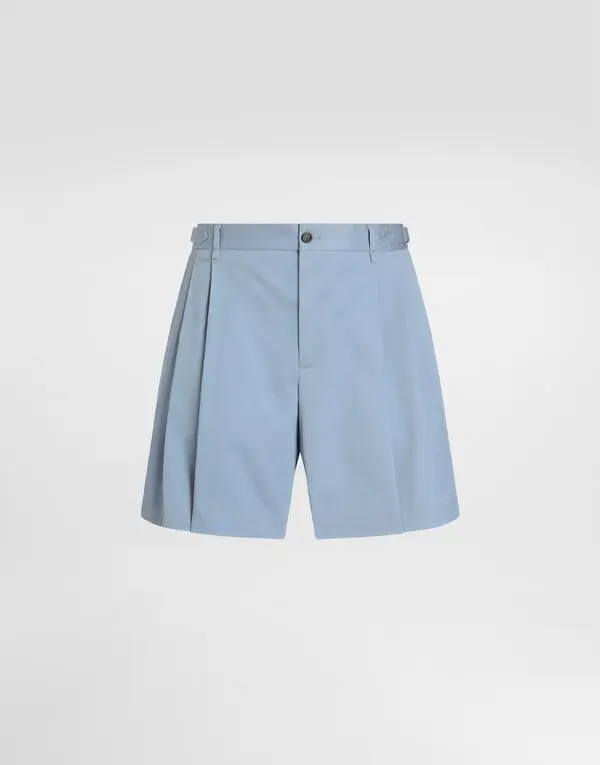 Dolce & Gabbana Light Blue Cotton Pleated Shorts - Azure