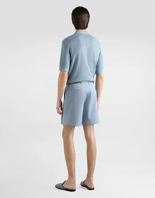 Dolce & Gabbana Light Blue Cotton Pleated Shorts - Azure