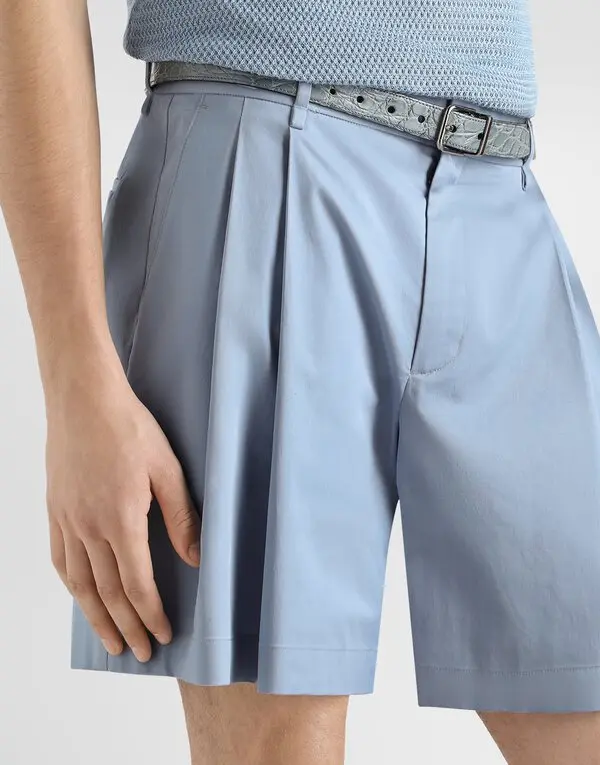 Dolce & Gabbana Light Blue Cotton Pleated Shorts - Azure