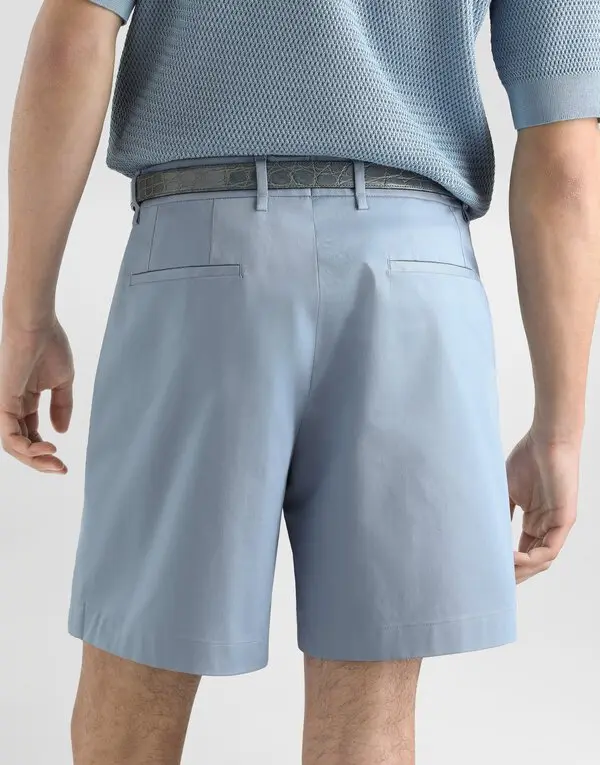 Dolce & Gabbana Light Blue Cotton Pleated Shorts - Azure