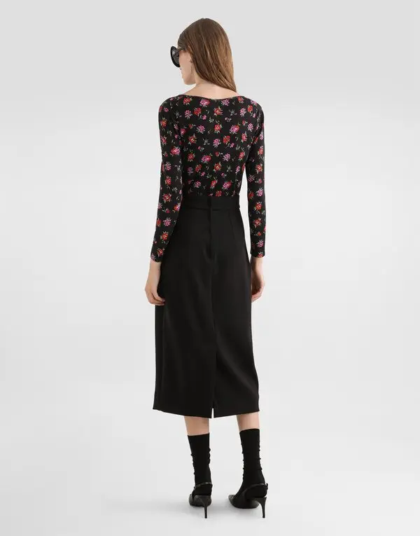 Dolce & Gabbana Stretch Wool Pencil Skirt Skirts