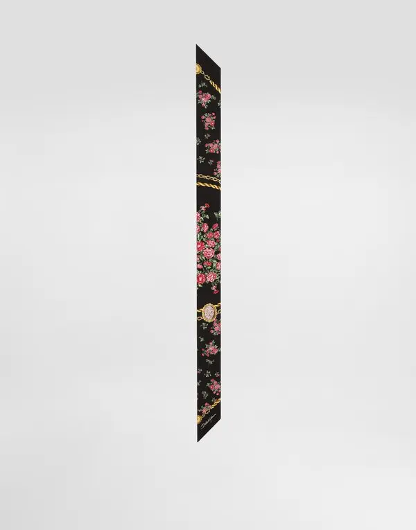 Dolce & Gabbana Small Rose Bouquets-print Silk Twill Bandeau 6x100 Scarves And Silks - Multicolor