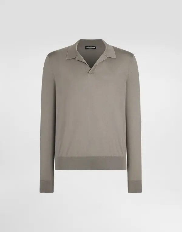 Dolce & Gabbana Silk Polo Shirt Sweaters And Cardigans - Beige