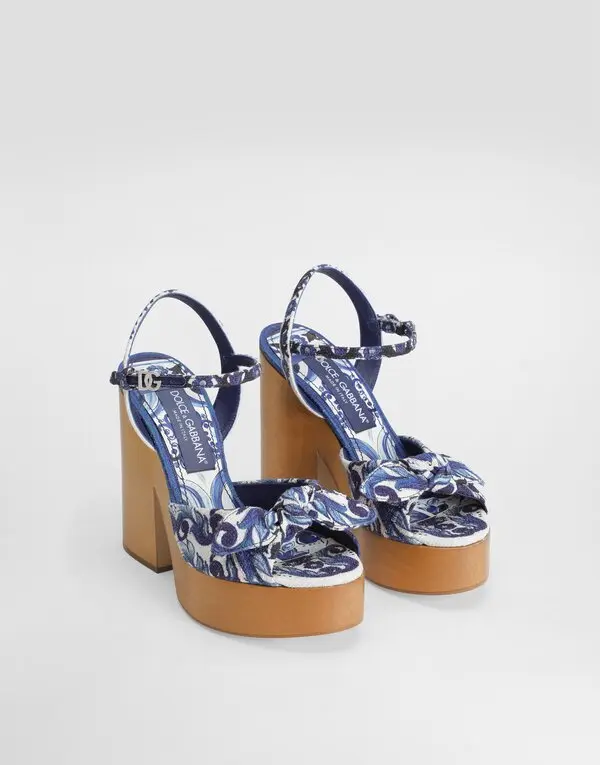 Dolce & Gabbana Majolica-print Wedge Sandals - Multicolor