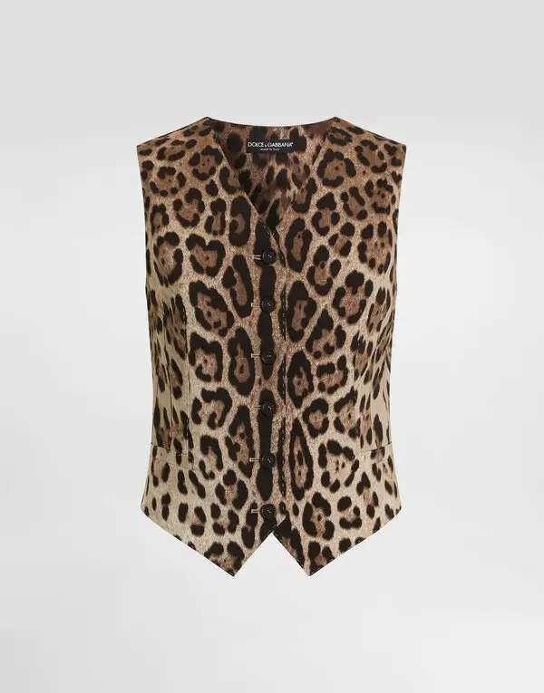 Dolce & Gabbana Leo- Wool Vest Blazers Animal - Print