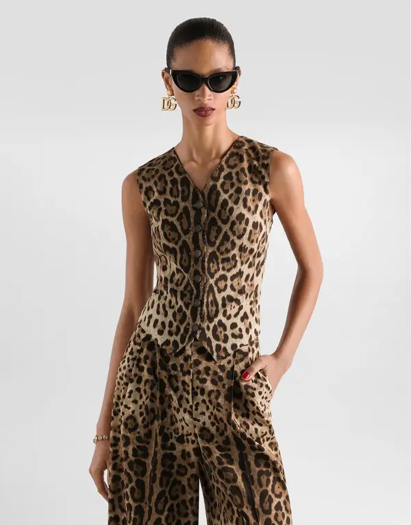Dolce & Gabbana Leo- Wool Vest Blazers Animal