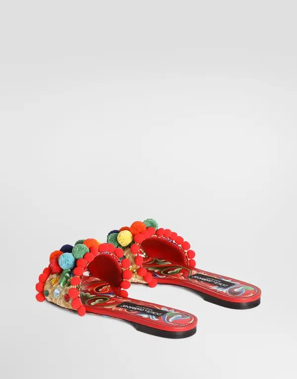 Dolce & Gabbana Majolica-print Brocade Flat Slippers - Multicolor