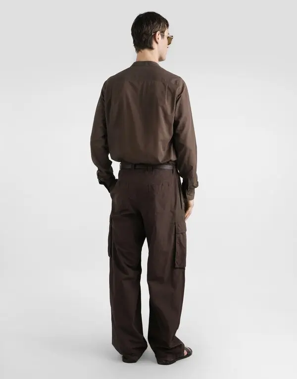 Dolce & Gabbana Mandarin Shirt In Cotton Canvas Shirts