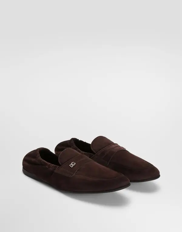 Dolce & Gabbana Suede Driver Shoes And Loafers - Brown