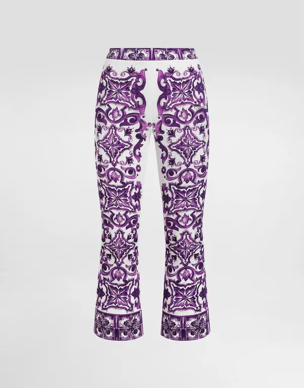 Dolce & Gabbana Majolica Print Silk Trousers Pants And Shorts Silk - Multicolor