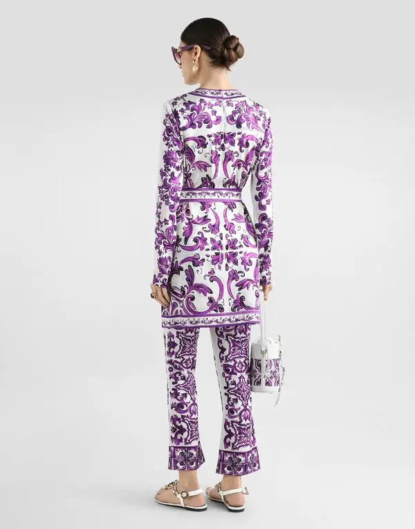 Dolce & Gabbana Majolica Print Silk Trousers