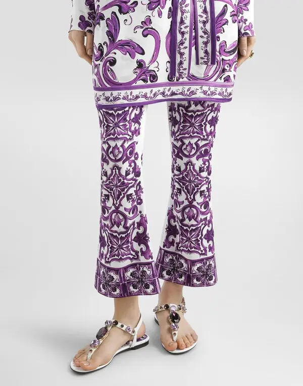 Dolce & Gabbana Majolica Print Silk Trousers