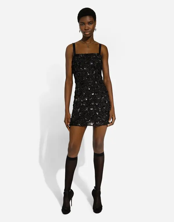 Dolce & Gabbana Short Dress With Sequin Embellisht Dresses