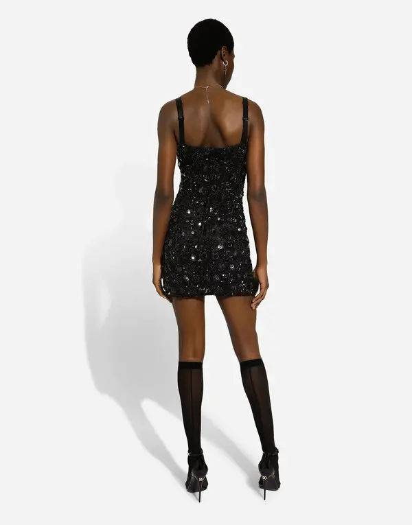 Dolce & Gabbana Short Dress With Sequin Embellisht Dresses