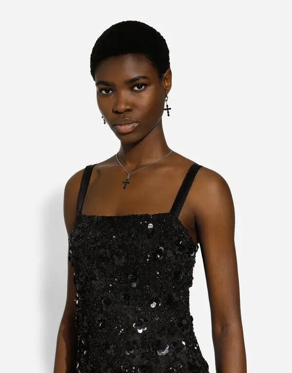 Dolce & Gabbana Short Dress With Sequin Embellisht Dresses