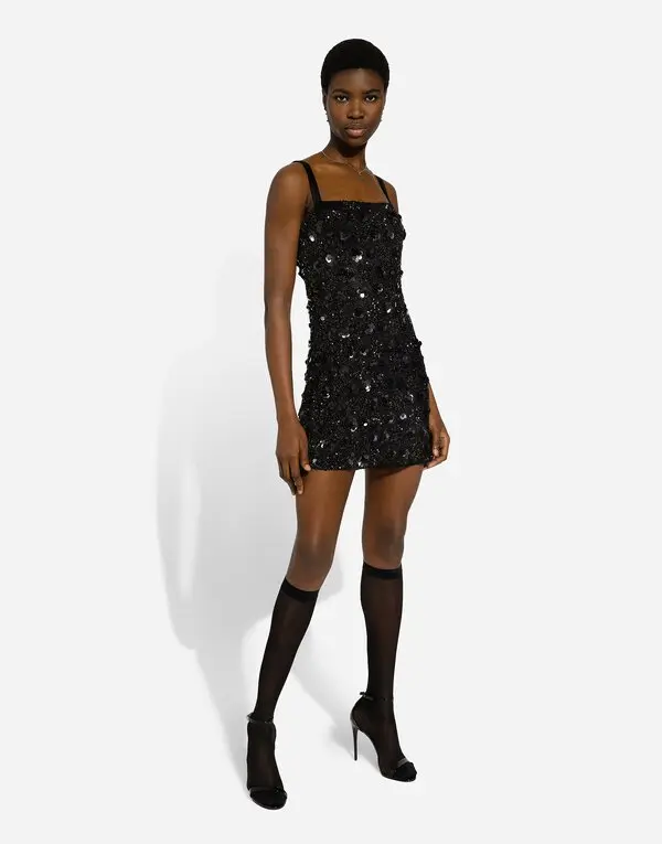 Dolce & Gabbana Short Dress With Sequin Embellisht Dresses