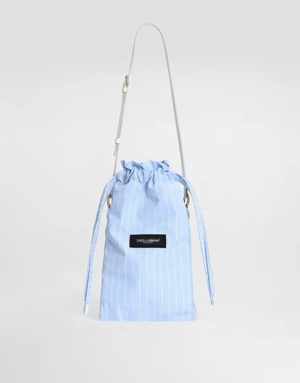 Dolce & Gabbana Essenza Bag In Striped Poplin Shoulder And Crossbody Bags - Azure