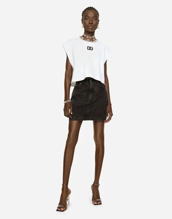Dolce & Gabbana Washed Denim Miniskirt Skirts Multi-colored