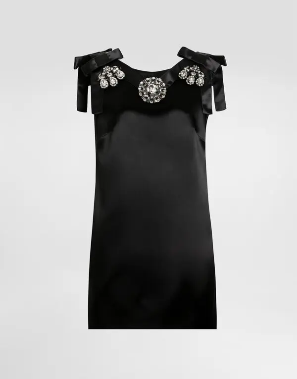 Dolce & Gabbana Stretch Satin Dress Dresses Satin - Black