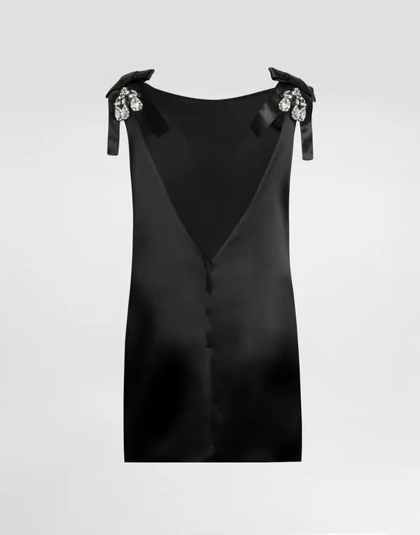 Dolce & Gabbana Stretch Satin Dress Dresses Satin - Black