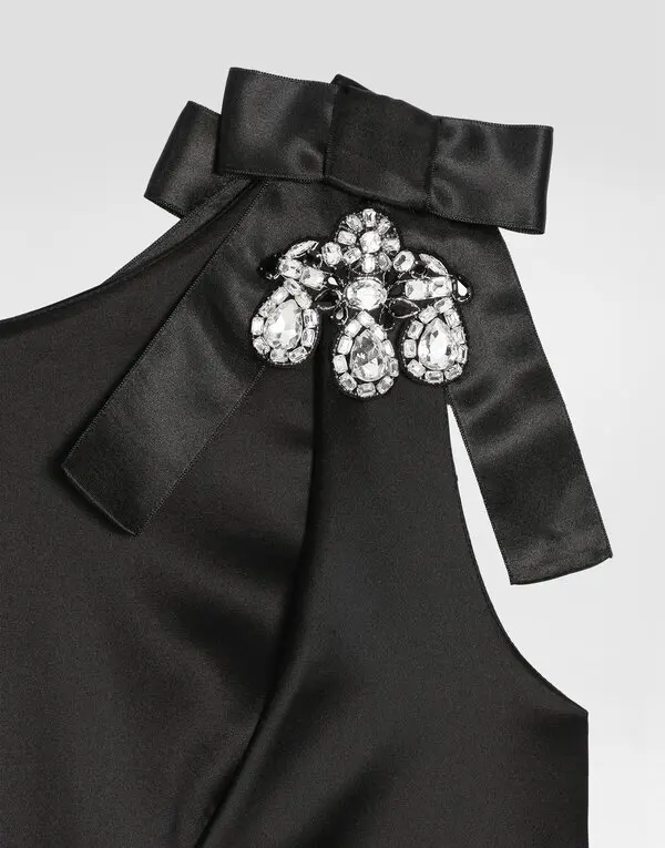 Dolce & Gabbana Stretch Satin Dress Dresses Satin - Black