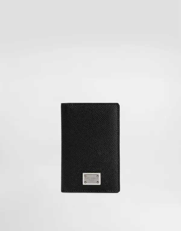Dolce & Gabbana Dauphine-print Calfskin Bifold Card Holder Wallets And Small Leather Goods Leather - Black