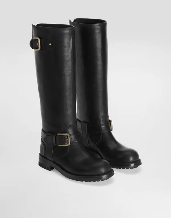 Dolce & Gabbana Calfskin Biker Boots Boots And Booties