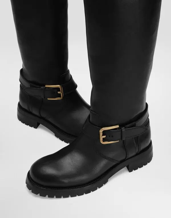 Dolce & Gabbana Calfskin Biker Boots Boots And Booties