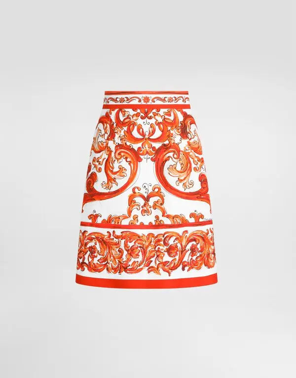 Dolce & Gabbana Majolica-print Poplin Long Skirt - Multicolor