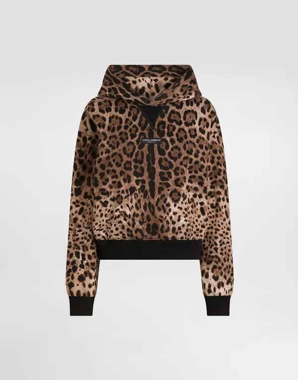 Dolce & Gabbana Leo- Cotton Hooded Sweatshirt T-shirts And Sweatshirts Animal - Print
