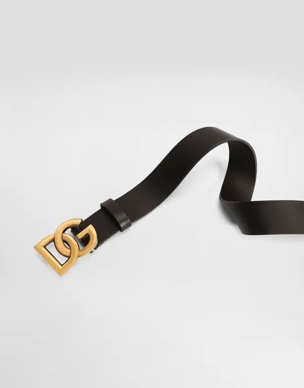 Dolce & Gabbana Leather Belt With Dg Logo Buckle