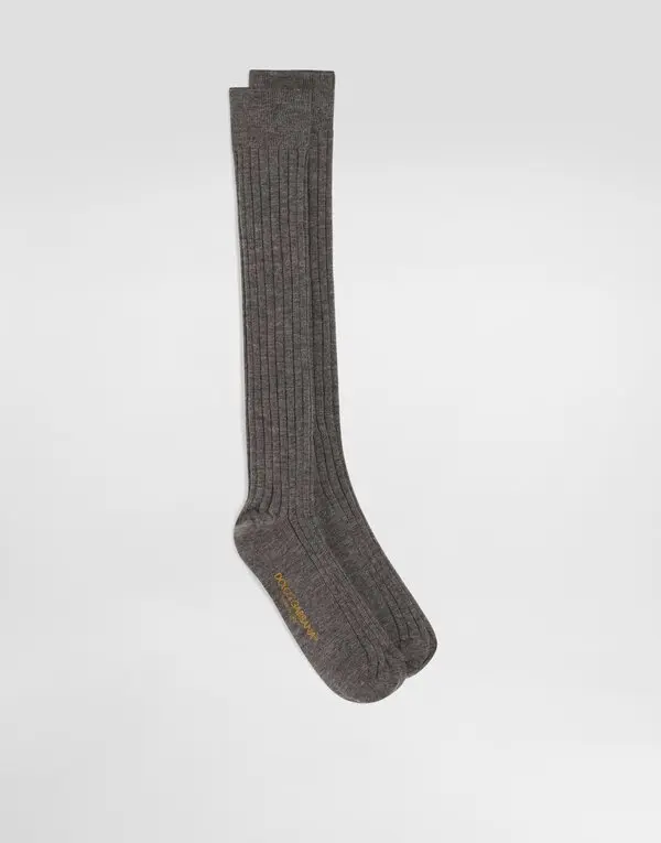 Dolce & Gabbana Ribbed Socks Socks And Tights Gray
