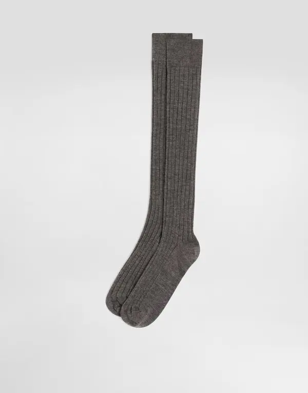 Dolce & Gabbana Ribbed Socks Socks And Tights Gray