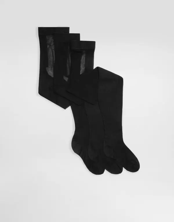 Dolce & Gabbana Nylon Tights With Jacquard Dg Logo Socks And Tights - Black