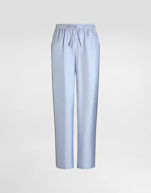 Dolce & Gabbana Light Blue Silk Twill Trousers - Azure