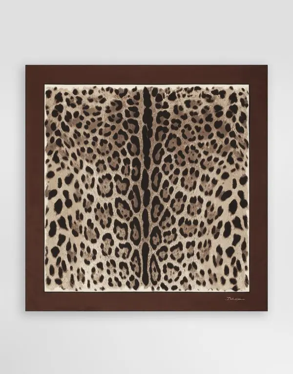 Dolce & Gabbana Leopard-print Twill Scarf Scarves And Silks Silk - Brown