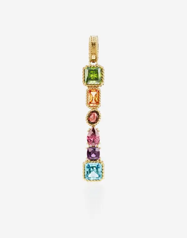 Dolce & Gabbana Charm I Lettering 18-carat Yellow And Multicolored Gems Charms - Gold