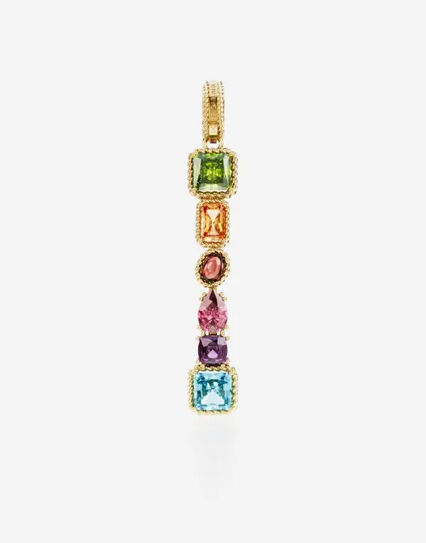 Dolce & Gabbana 18-carat Yellow Lettering Charm With Multicoloured Gemstones - Gold