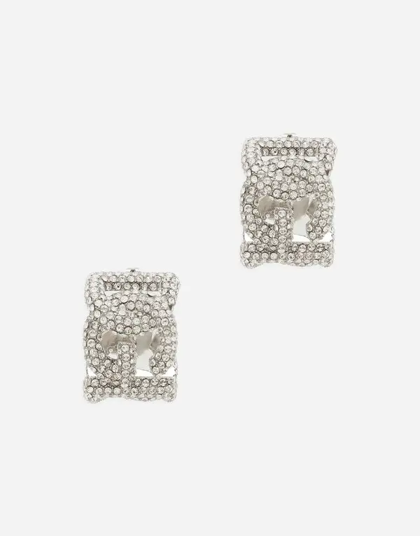Dolce & Gabbana Rhinestone Earrings With Dg Logo Bijoux Metal - Silver