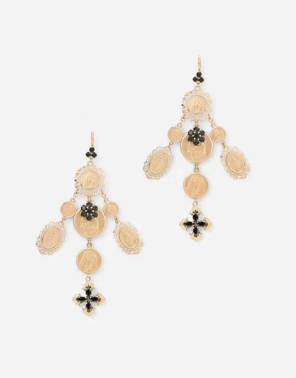 Dolce & Gabbana Sicily Earrings 18-carat Yellow And Black Sapphires Earrings Metal - Gold