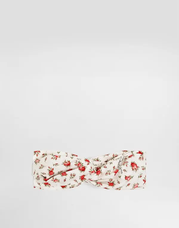 Dolce & Gabbana Small Rose-print Braided Poplin Headband Accessories