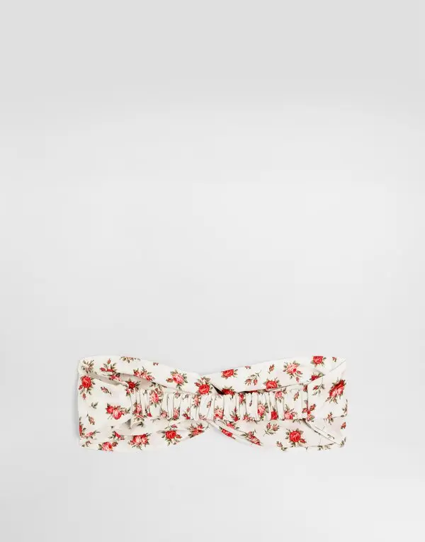 Dolce & Gabbana Small Rose-print Braided Poplin Headband Accessories