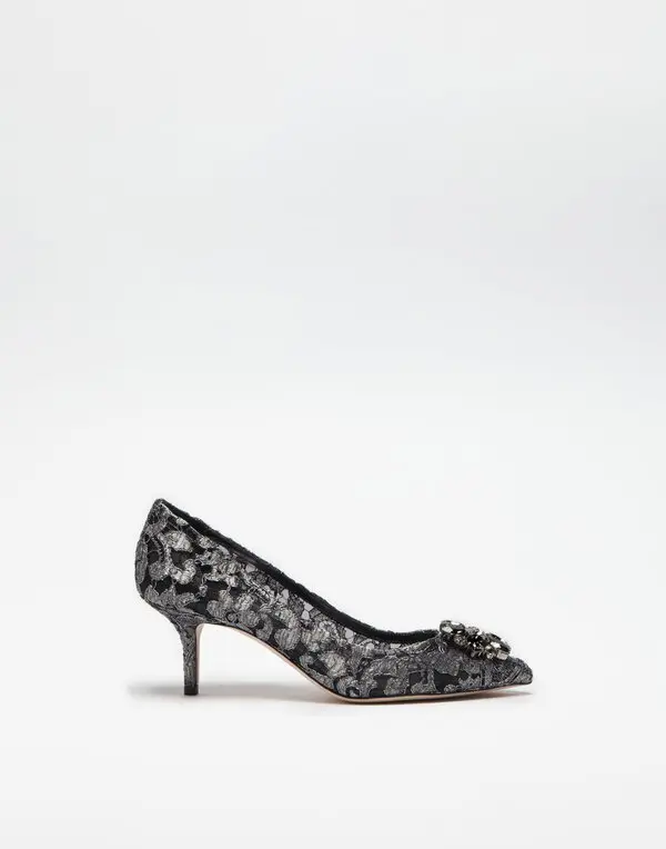 Dolce & Gabbana Lurex Lace Rainbow Pumps With Brooch Detailing Pumps And Slingback - Grey