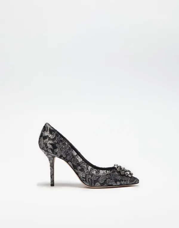 Dolce & Gabbana Lurex Lace Rainbow Pumps With Brooch Detailing Pumps And Slingback - Grey