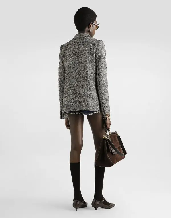 Dolce & Gabbana Short Double-breasted Coat In Dotted Wool Blend Coats And Jackets