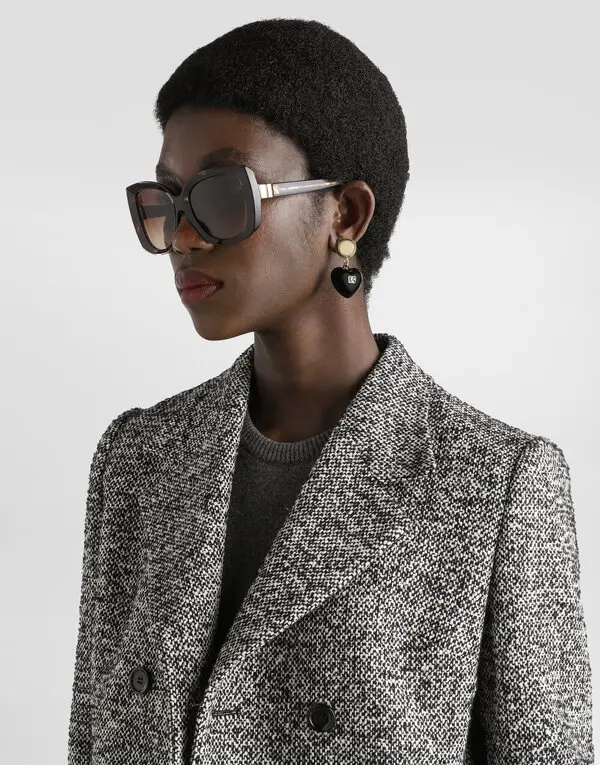 Dolce & Gabbana Short Double-breasted Coat In Dotted Wool Blend Coats And Jackets