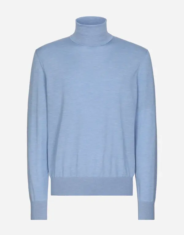 Dolce & Gabbana Extra-fine Cashmere And Silk Turtleneck Sweater - Azure